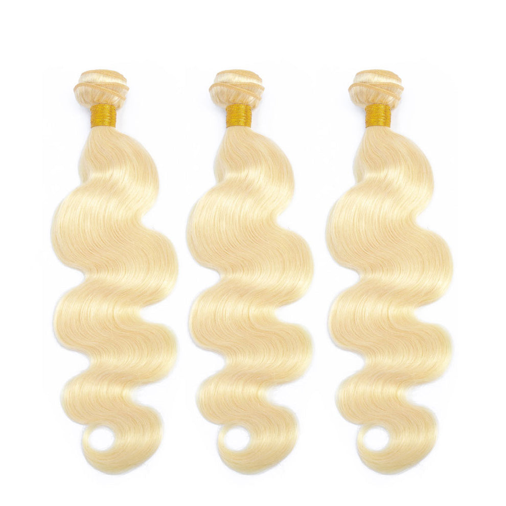 Brazilian Body Wave 613 Blonde Hair 3 Bundles With 613 Lace Frontal ...